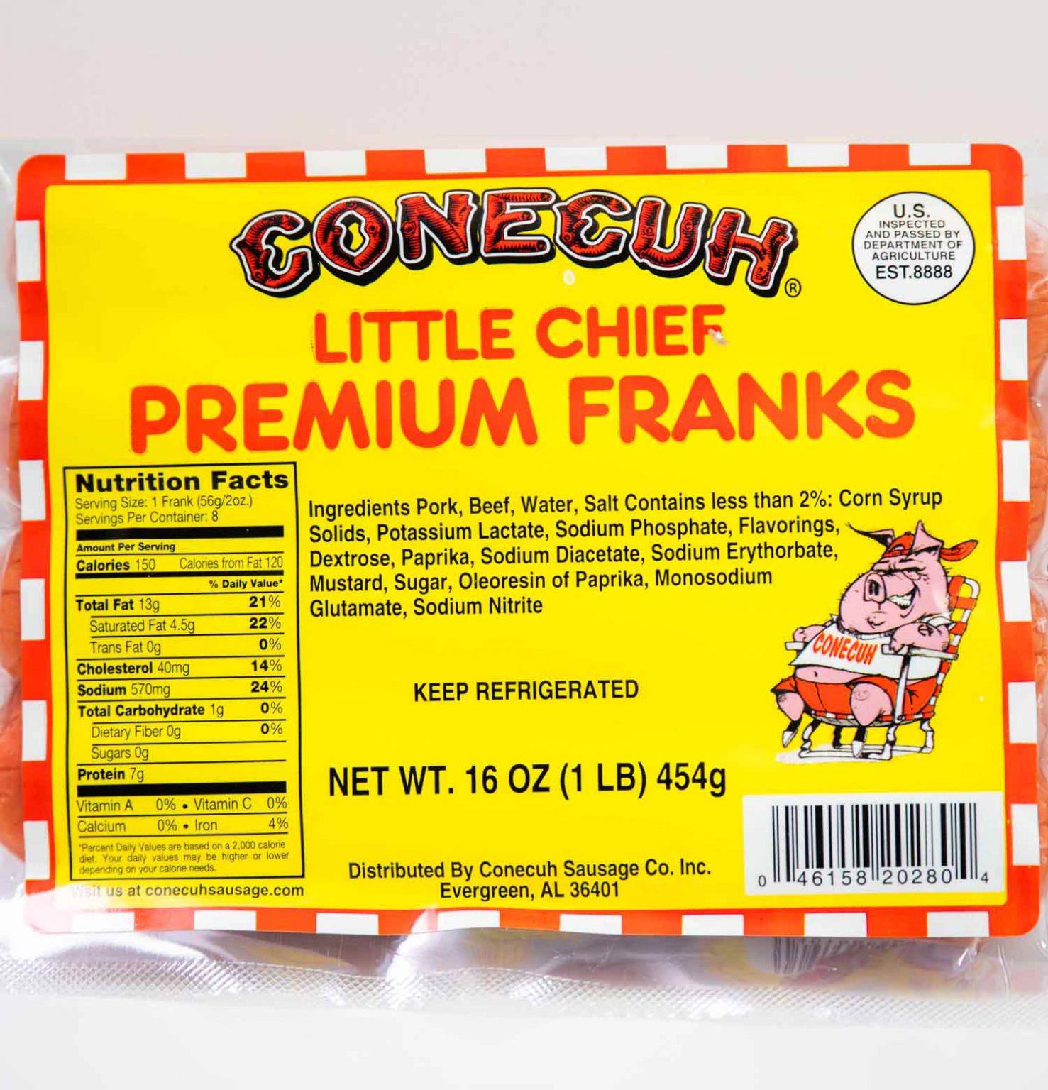 Little Chief Premium Franks 6-1 lb packs - Conecuh Sausage